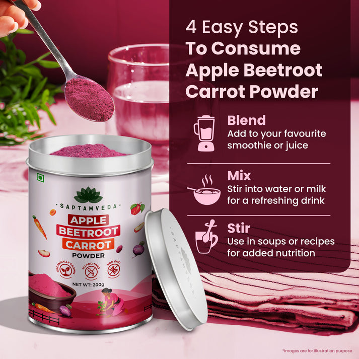 Saptamveda ABC Powder – Apple Beetroot Carrot Blend | Natural Superfoo