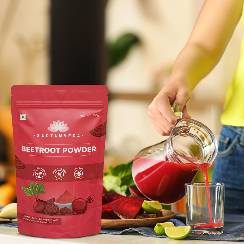 Saptamveda Beetroot Powder - Organic Superfood for Energy, Heart Healt