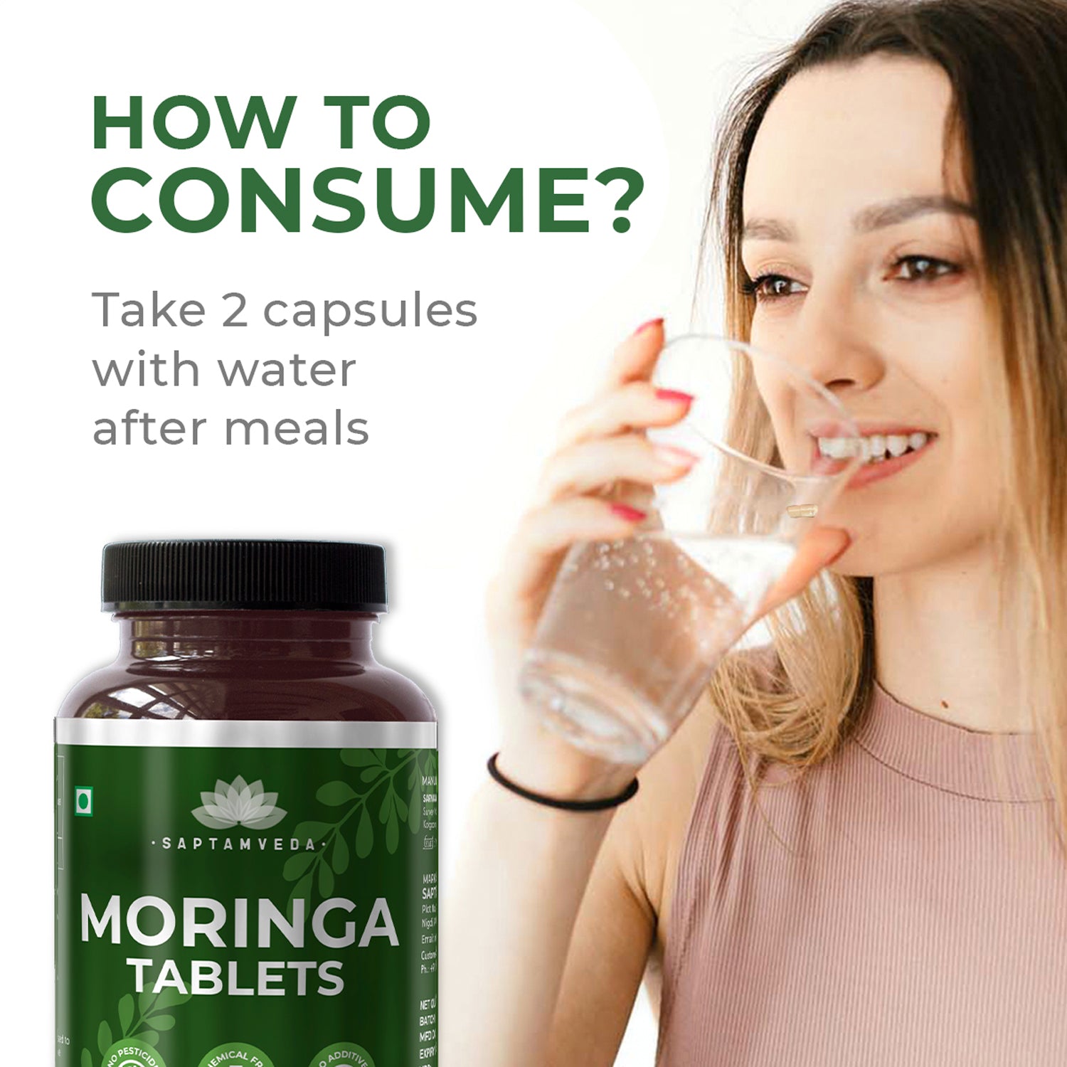 Organic Moringa Tablets (120 units) – Saptamveda
